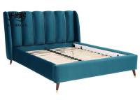 China High End Linen Fabric Bed Frame Legs Stitching Wing Board Design for sale