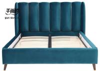 China High End Linen Fabric Bed Frame Legs Stitching Wing Board Design for sale