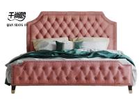 China European Style King Size Upholstered Bed Frame Pull Buckle Design for sale