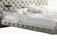 China Sturdy / Durable Linen Upholstered Bed with Full Headboard for sale