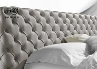 China Sturdy / Durable Linen Upholstered Bed with Full Headboard for sale