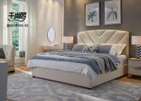 China Gorgeous Leather Linen Upholstered Bed King size European Style for sale