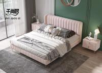 China Soft Pink Tufted Bed , Double Fabric Upholstered King Size Bed for sale