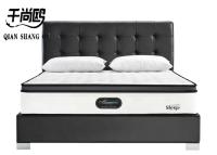 China Classic low-key black leather line stitching bedroom upholstered platform bed for sale