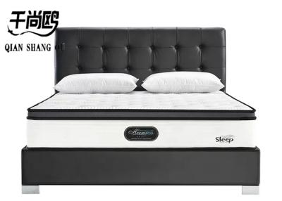 China Classic low-key black leather line stitching bedroom upholstered platform bed for sale