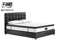China Classic low-key black leather line stitching bedroom upholstered platform bed for sale