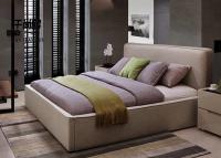China Linen fabric comfortable and simple style bedroom upholstered platform bed for sale