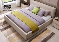 China Linen fabric comfortable and simple style bedroom upholstered platform bed for sale