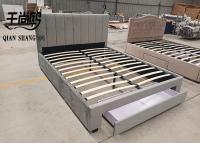 China factory wholesale double king size light grey velvet fabric upholstered soft platform storage bed for sale