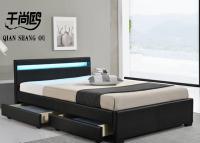 China Storage extra large upholstered bed with drawers comes with adjustable LED strips for sale