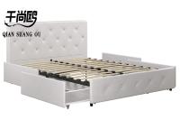 China super king size slatted bed base queen size double platform diamond tufted headboard beds with storage drawers for sale