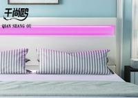 China 8 Color Changing lED light headboard bed , White Leather Upholstered Bed for sale
