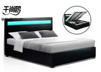 China LQD Reading LED Upholstered Bed / Modern Leather Bed Frame for sale