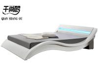 China Luxury LED Reading Light Bed , PU White Leather Double Bed Frame for sale