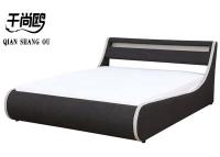 China Curved LED Upholstered Bed 153*203cm Modern Furniture Bed for sale