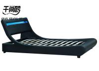 China Soft Leather LED Upholstered Bed European style Customized With LED Lights for sale
