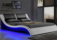 China Morden Shining Crystal Button Leather Bed With LED Lights for sale