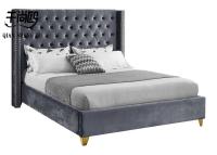China Linen Trundle Leather Tufted Queen Bed / King Size Upholstered Headboard With Storage for sale