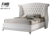 China Gray High Headboard Platform Tufted Bed King Twin Size Upholstered Bed for sale