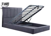 China 160*200cm 180*200cm Soft Gray Linen Platform Bed , King Size Gray Upholstered Bed for sale