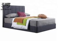 China 160*200cm 180*200cm Soft Gray Linen Platform Bed , King Size Gray Upholstered Bed for sale