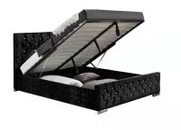 China Silver Crushed Velvet Ottoman Bed , Hydraulic Gas Lift Double Bed Frame for sale