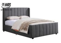 China Grey Solid Wood Double Bed Frame 137*203cm 153*203cm with Linen Cover for sale
