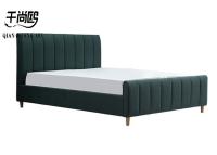 China Contemporary Green Upholstered Fabric Bed Frame High Headboard for sale