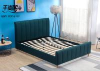 China Contemporary Green Upholstered Fabric Bed Frame High Headboard for sale