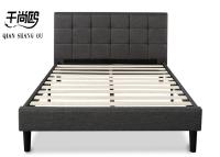 China Button Tufted headboard Queen King Black Platform Leather Upholstered Bed for sale