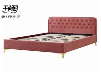 China Fabric Double Platform Bed Frame , Tufted Low Profile Platform Bed With Golden Legs for sale