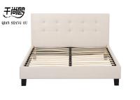 China Durable White Upholstered Bed Frame Queen , Hotel Wood Panel Platform Bed for sale