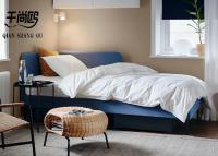 China Unique Style Fabric Upholstered Beds / Soft Sofa Bed With Corner Baffle Design for sale
