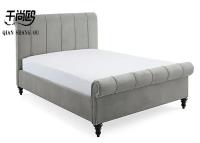 China Classic Upholstered Sleigh Bed Frame With Vertical Stitching Design for sale