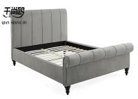 China Classic Upholstered Sleigh Bed Frame With Vertical Stitching Design for sale