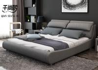 China King Size Fabric Upholstered Beds Frame With Sturdy Legs for sale