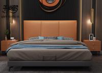China Contrast Color Upholstered Fabric Bed , Cushioned Platform Bed With Pneumatic Storage for sale