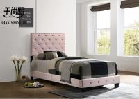 China Gorgeous Fabric Upholstered Beds 160*200cm With Crystal Buttons for sale