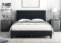 China Comfortable Fabric Upholstered Beds / Stitching Platform Bed Pull Button Design for sale
