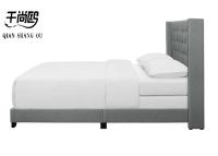 China Luxurious Tall Upholstered Bed European Style with Stitching Buttons / Metal Rivets for sale