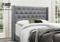China Luxurious Tall Upholstered Bed European Style with Stitching Buttons / Metal Rivets for sale