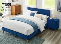 China Home Stitching Tall Upholstered Bed / Linen Upholstered Queen Bed for sale