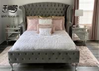 China Contemporary Tall Upholstered Bed Wing Board Design With Button for sale