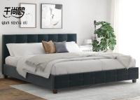 China Checkered Stitching Tall Upholstered Bed Low Key Size customizable for sale