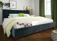 China Checkered Stitching Tall Upholstered Bed Low Key Size customizable for sale