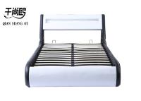 China Advanced Pu Storage Ergonomic Leather Soft Bed With Led Lamp Strip for sale