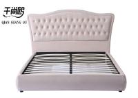 China Bedroom Soft 2.03m Tall Upholstered Bed In Velvet Fabric for sale