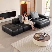 China Commercial Hotel Living Room Leather Sofa Genuine Cowhide Modern Sectional Custom Size for sale