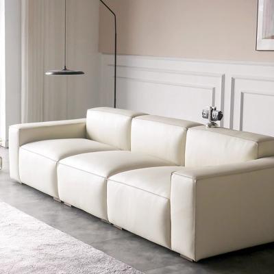 China Simple Living Room Straight Sectional Couch First Layer Cowhide Leather Sofa for sale