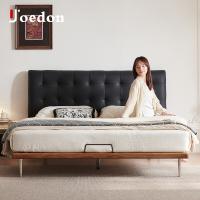 China Italian Minimalist Style Leather Bedroom Bed Large High End Modern Leather Bed for sale